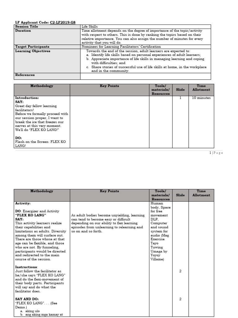 Sample Session Guide | PDF | Learning | Methodology
