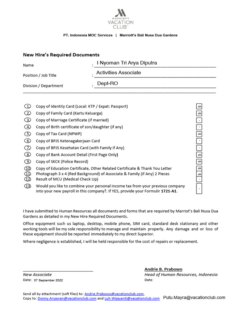 New Hire Document Checklist | PDF | Government And Personhood