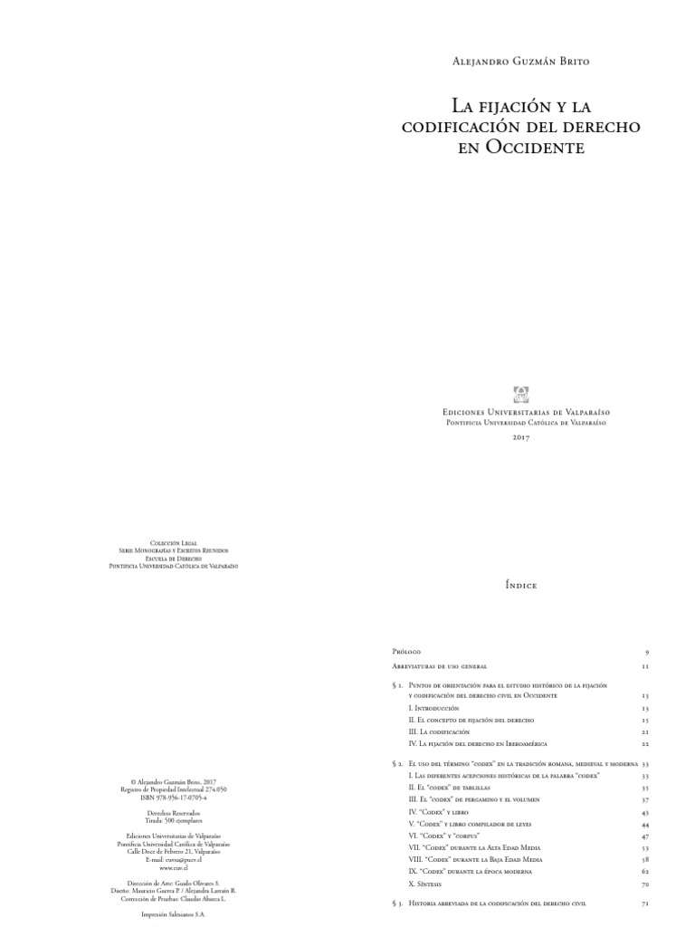 Guzmán Brito, Alejandro. La Fijación y La Codificación Del Derecho en ...