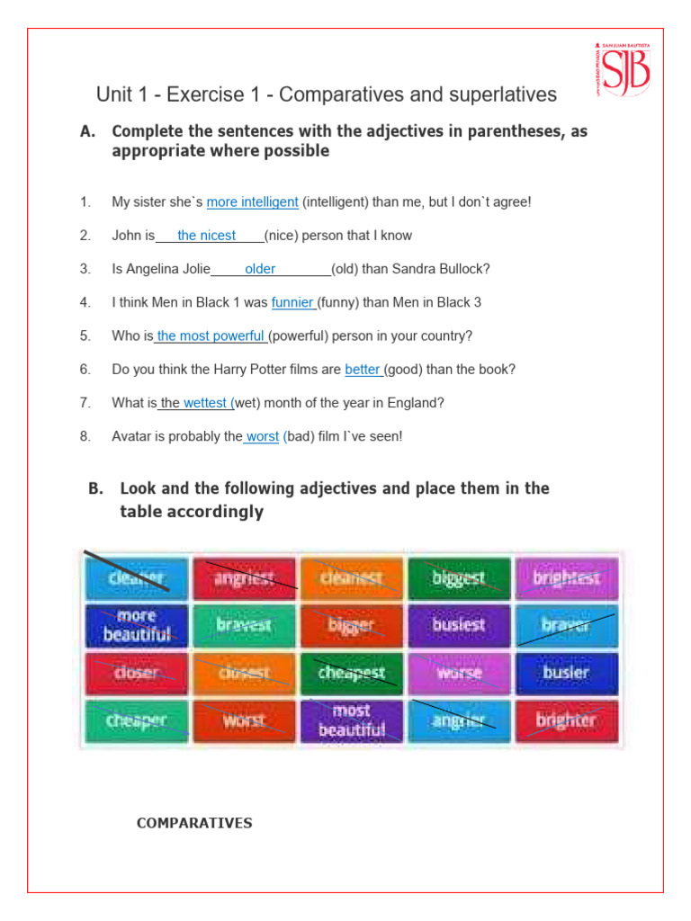 English Adjective Exercises | PDF