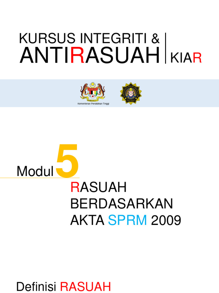 Modul 5 - Rasuah Berdasarkan Akta SPRM 2009 | PDF