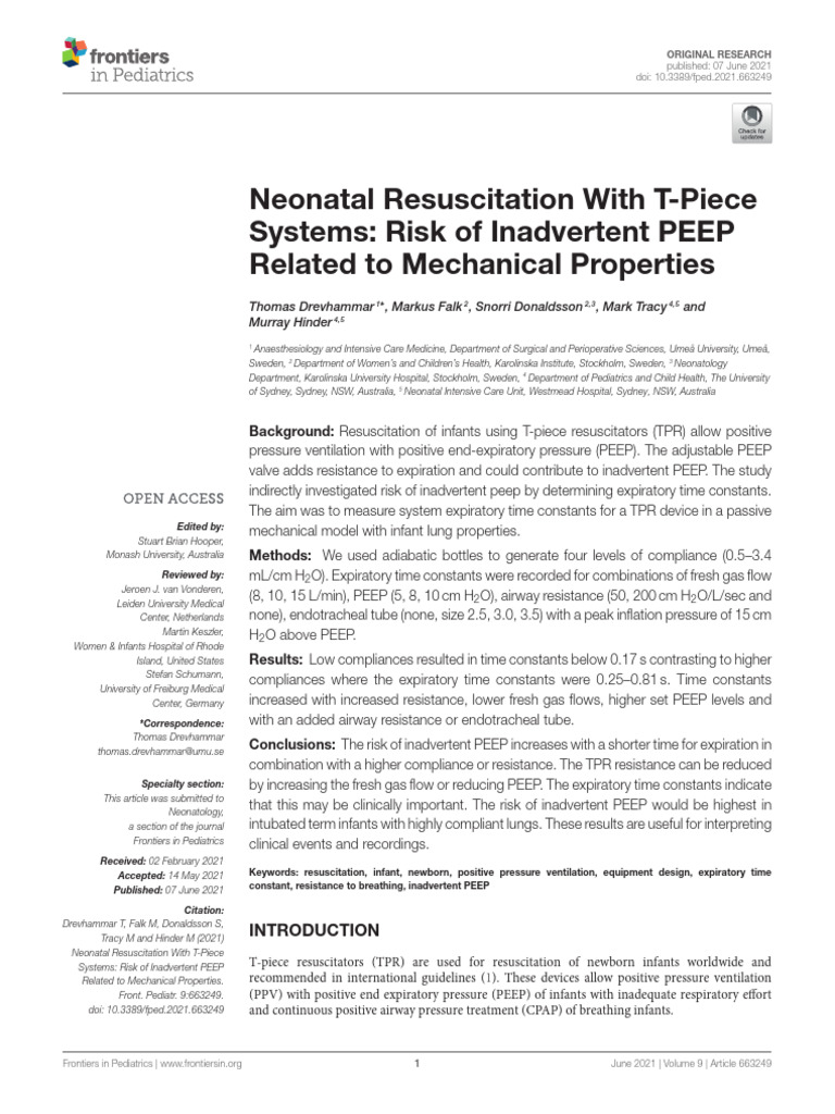 Neonatal - Resuscitation - With - T-Piece - Systems - Risk - of ...