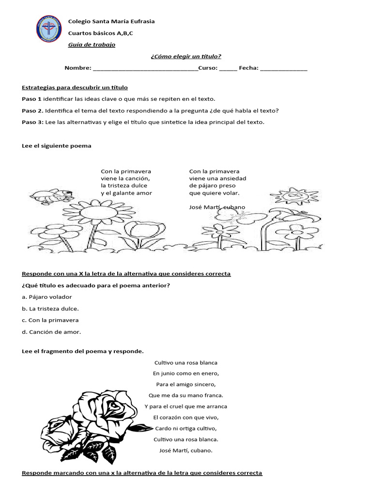 Guía de Trabajo El Poema Buscando El Título | PDF