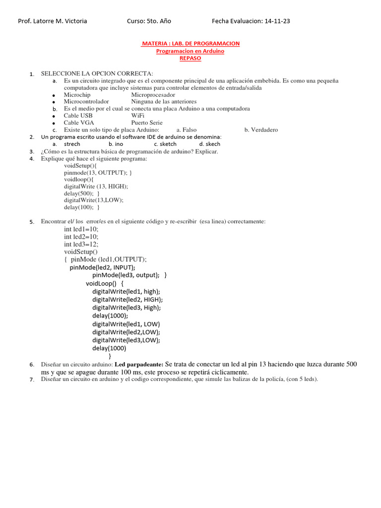 Repaso Arduino | PDF | Arduino | Sistema Integrado
