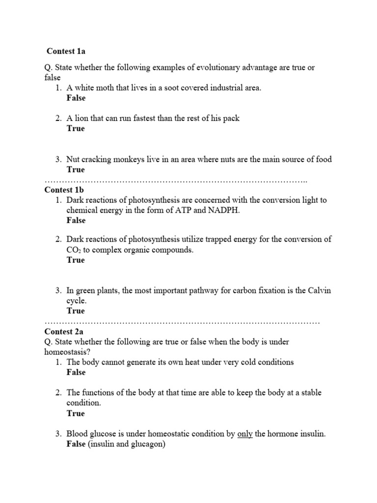 True or False: Evolution and Biology Concepts | PDF | Mitochondrion | Cellular Respiration