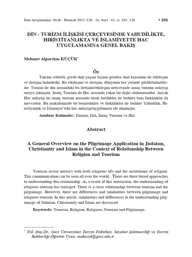 Din - Turizm - Li - Kisi - Er - Evesinde Yahudilikte, H - Ristiyanl - Kta Ve - Slamiyette Hac ...