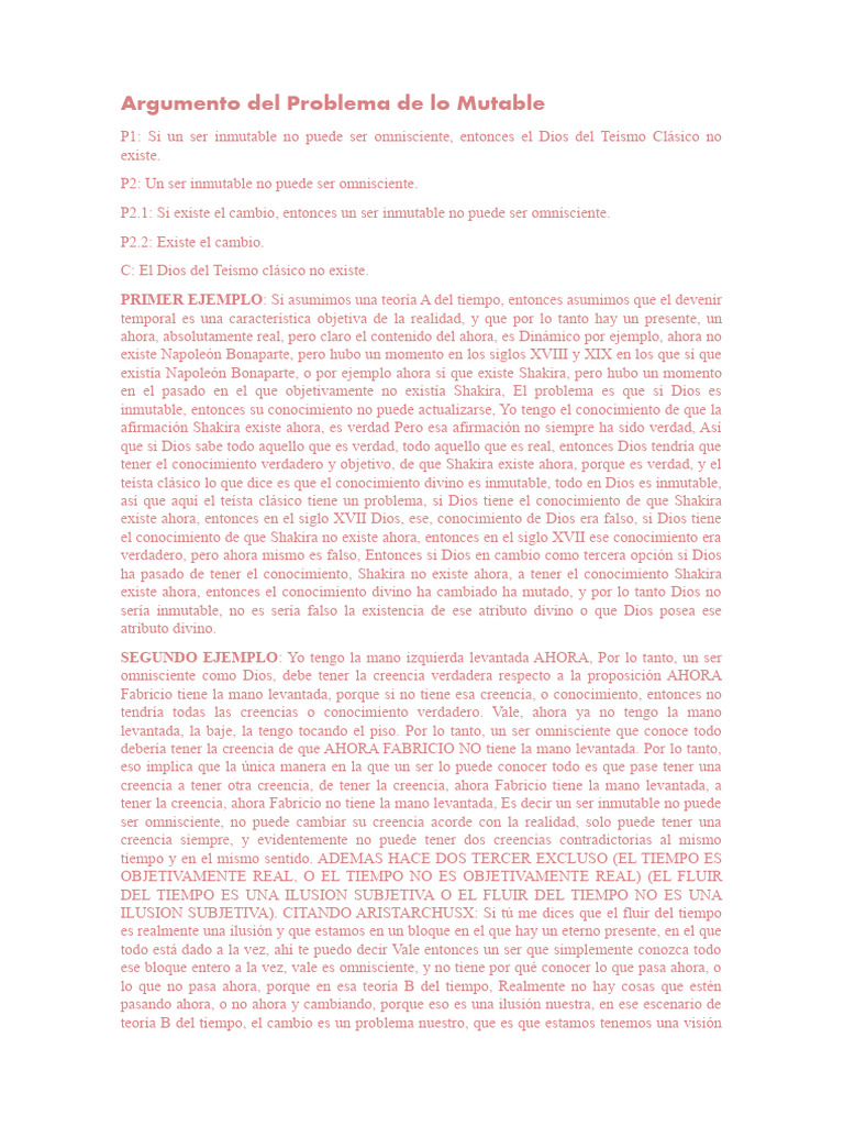 Argumento Del Problema de Lo Mutable | PDF | Dios | Hora