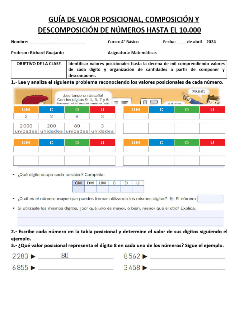 VALOR POSICIONAL, COMPOSICIÓN Y DESCOMPOSICIÓN 10.000 | PDF