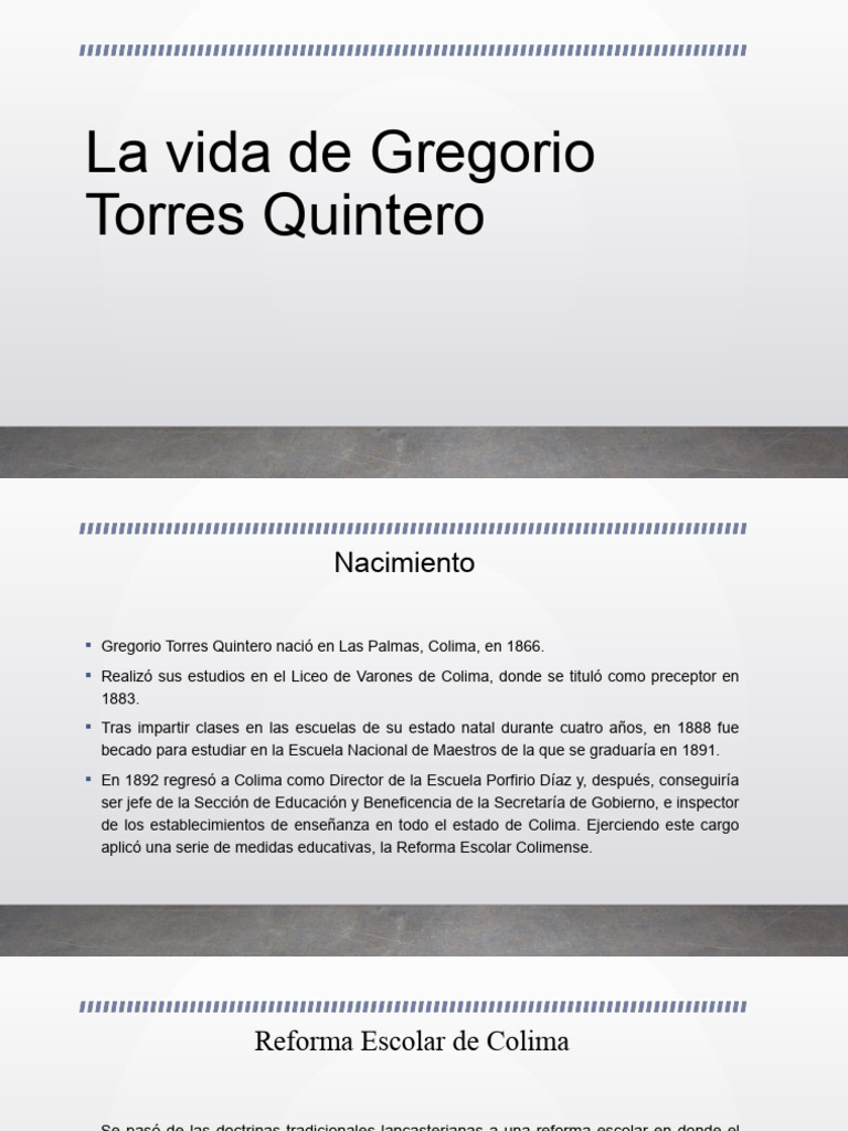 La Vida de Gregorio Torres Quintero | PDF | Enseñando | Escuelas