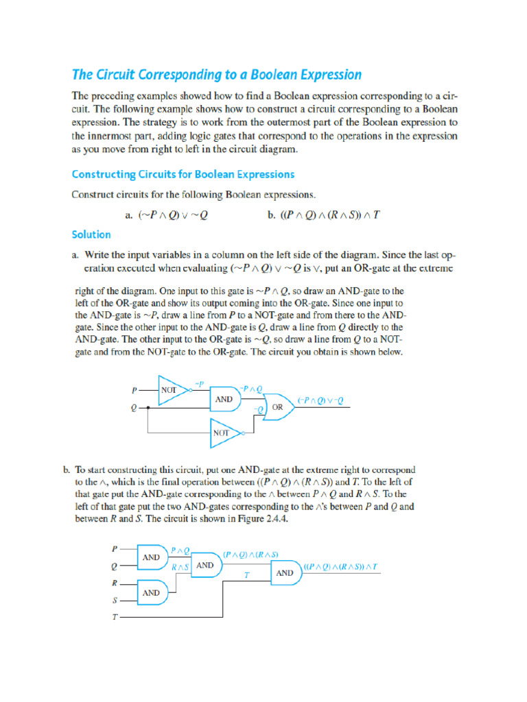 The Circuit Corresponding To A Boolean Expression | PDF