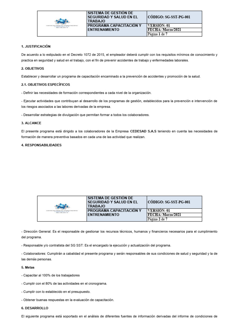 Programa de Capacitacion y Entrenamiento Cedesad 22 | PDF | Negocios | Tecnología