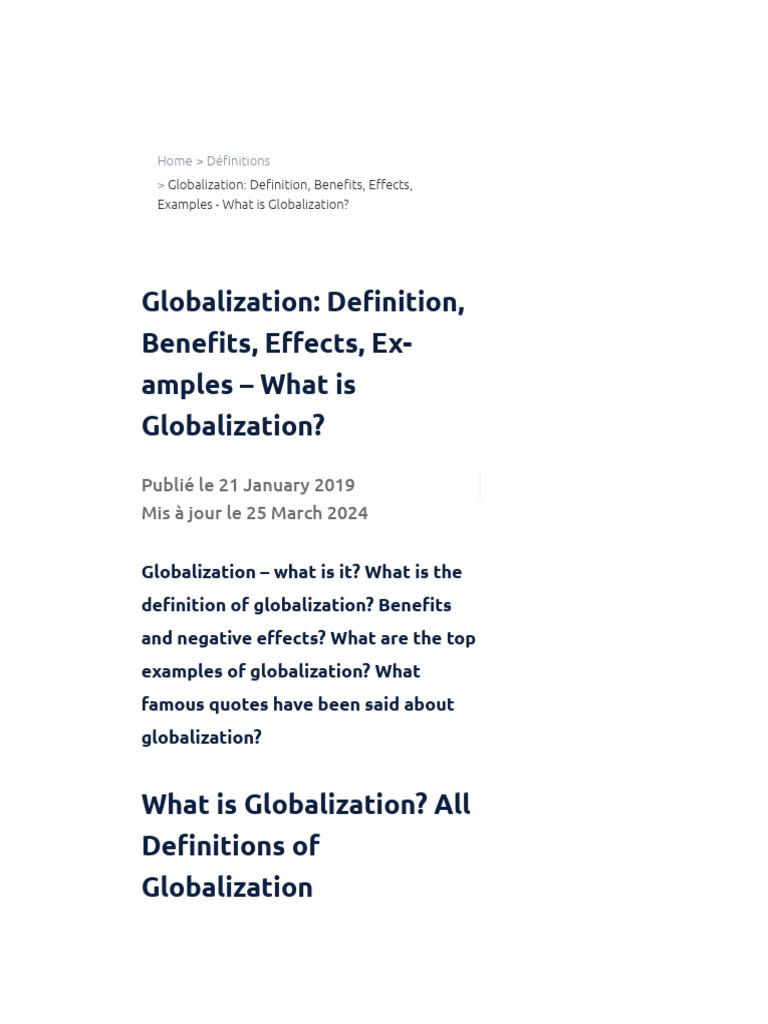 What Is Globalization? Examples, Definition, Benefits and Effects ...