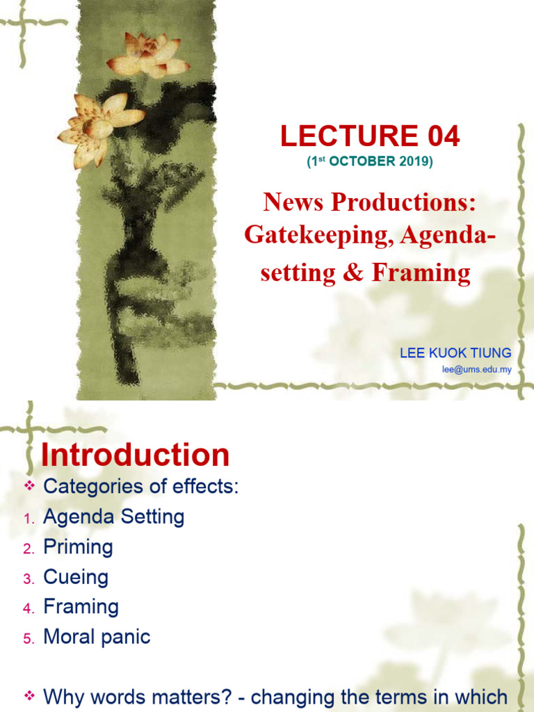 Gatekeeping, Agenda-Setting, and Framing | PDF | Framing (Social ...
