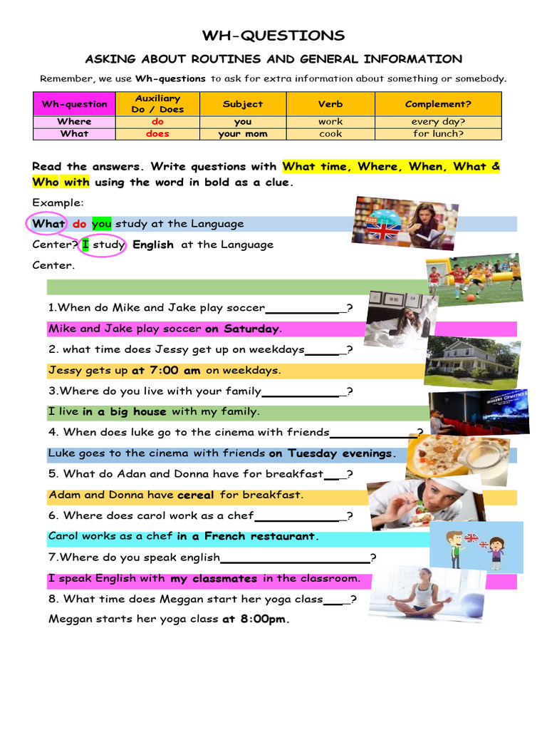 WH-Questions for Routines and Info | PDF