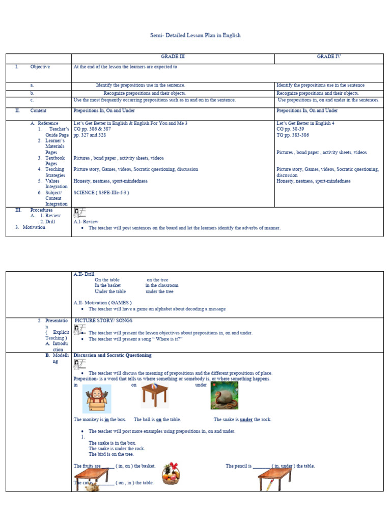 Combination Class Lesson Plan Sample | PDF | Lesson Plan | Teachers