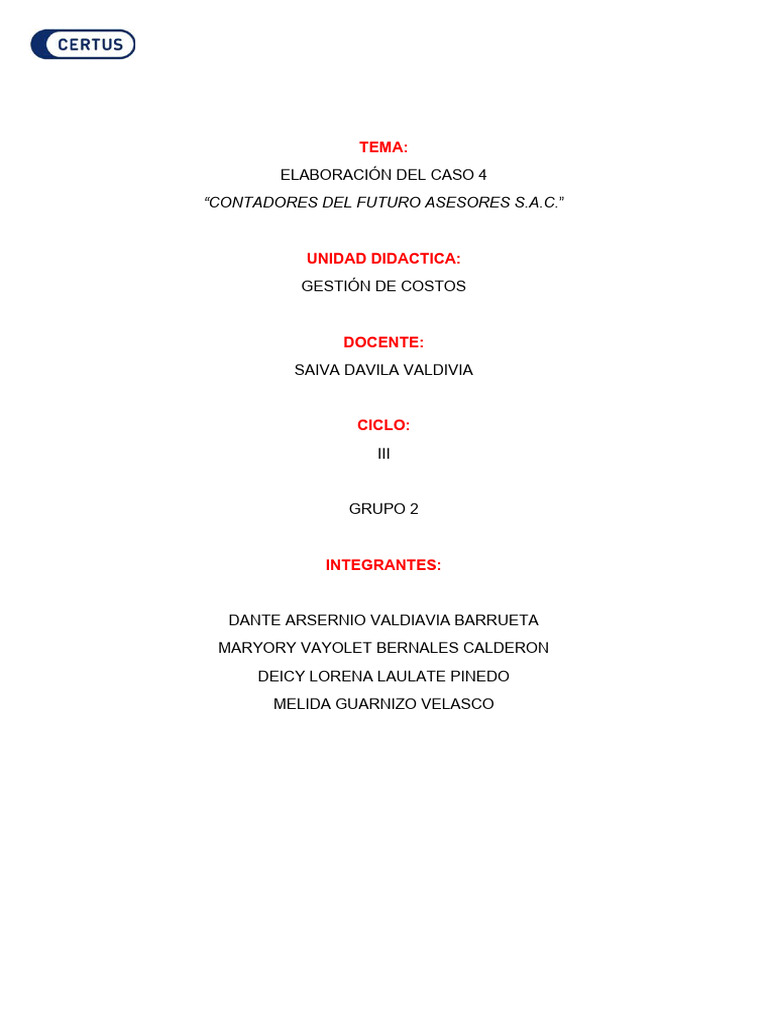 Gestion de Costos Aa4 | PDF | Tecnología