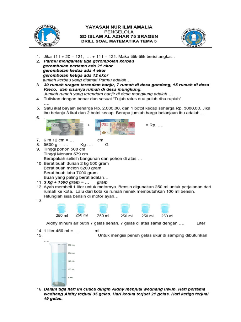 DRILL SOAL MTK TEMA 5 Dan TEMA 6 | PDF