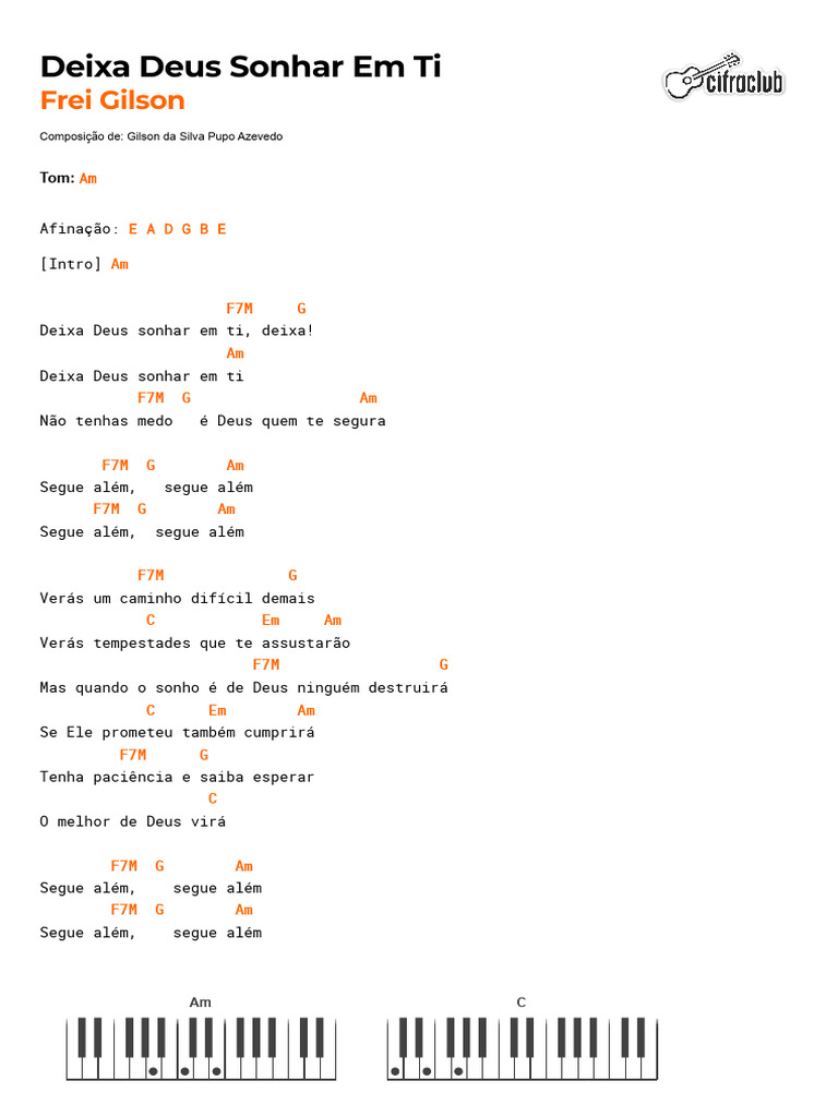 Cifra Club - Frei Gilson - Deixa Deus Sonhar em Ti | PDF