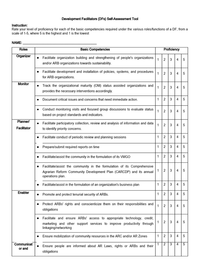 DFs Self-Assessment Tool Guide | PDF | Business