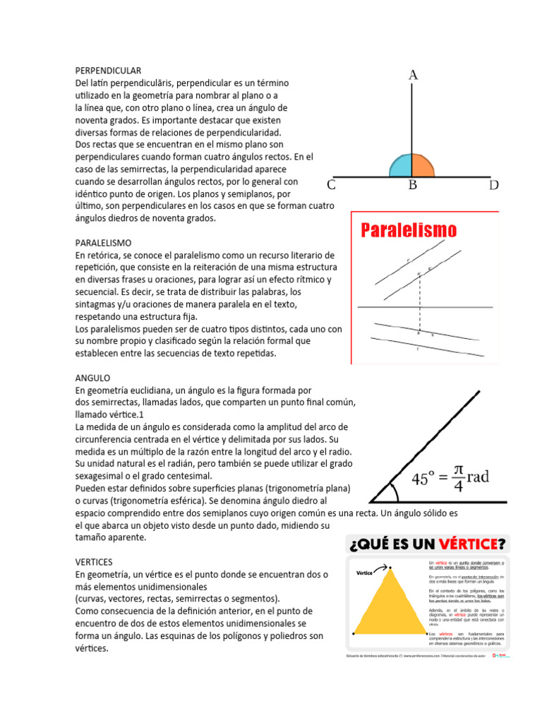 Definición de ángulo perpendicular | PDF | Ángulo | Geometría