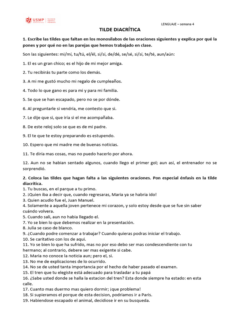 Tilde Diacrítica y Diptongos en Español | PDF | Fonética