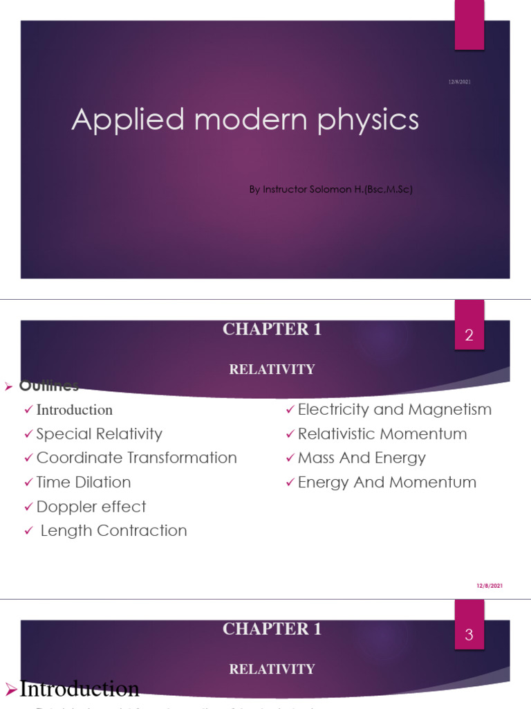 Chapter 1 Modern | PDF | Special Relativity | Doppler Effect