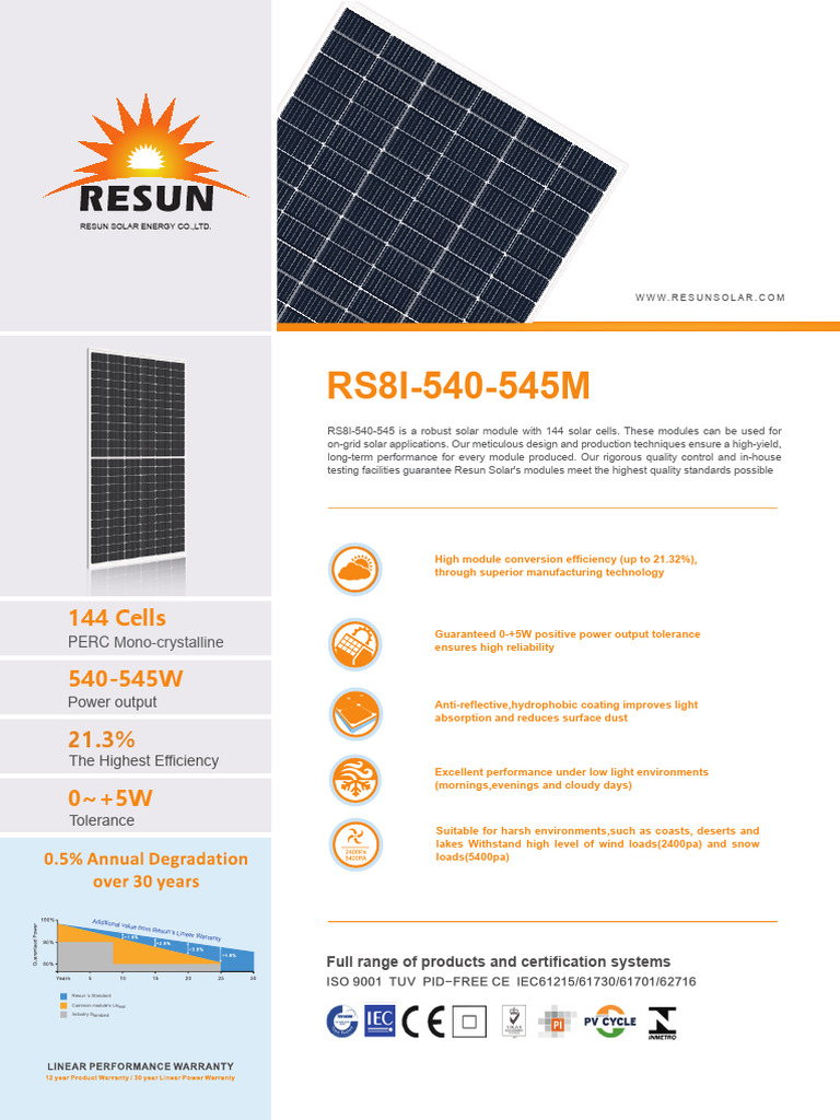 High-Efficiency Solar Modules 540-545W | PDF | Solar Power | Sustainable Technologies
