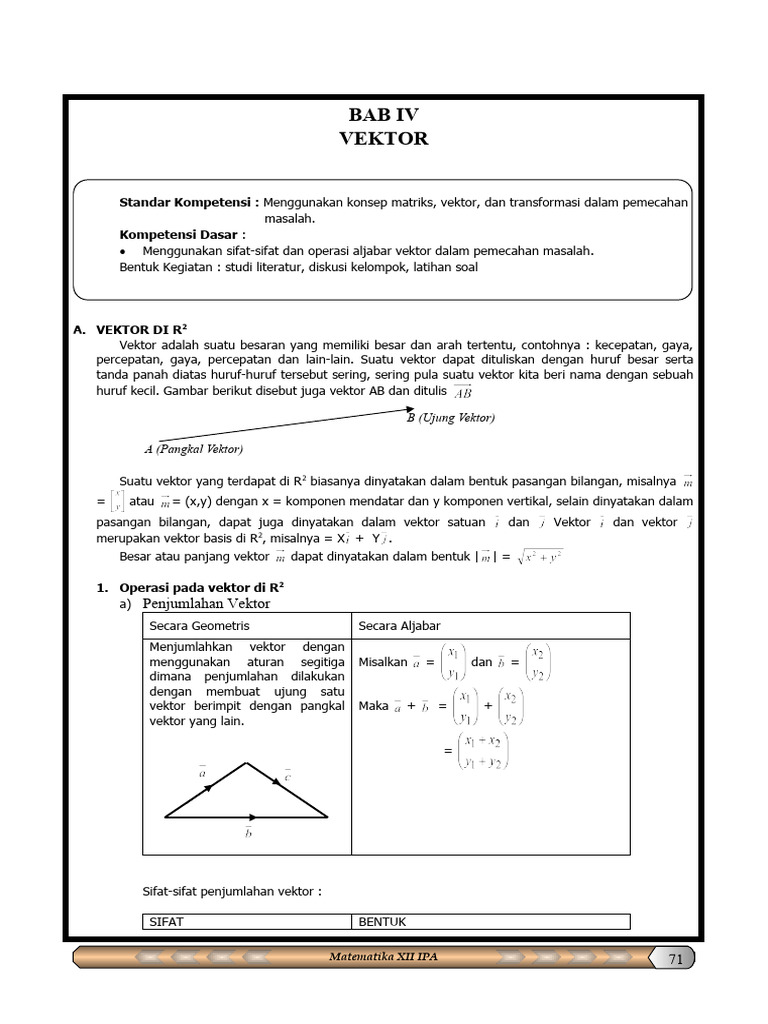 21 Vektor Mat Lks Bab 4 Xii Ipa Sem 1 | PDF