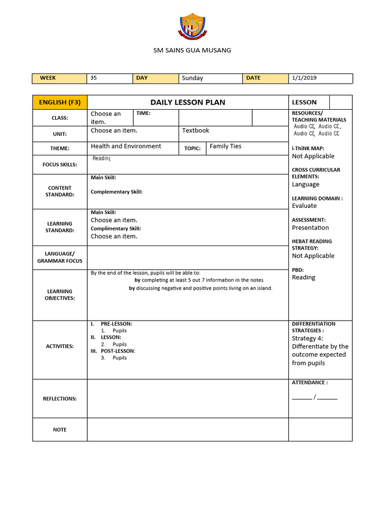 Daily Lesson Plan | PDF | Lesson Plan | Teaching