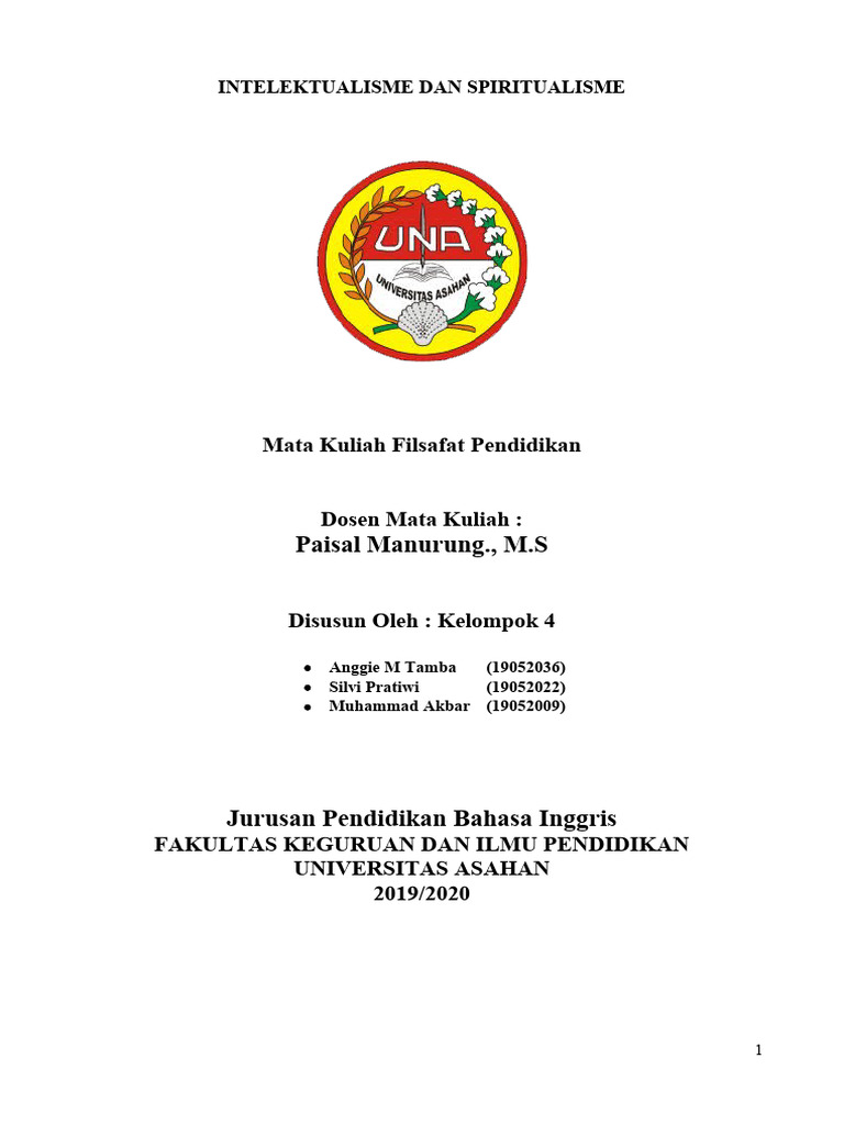 Intelektualisme dan Spiritualisme Pendidikan | PDF