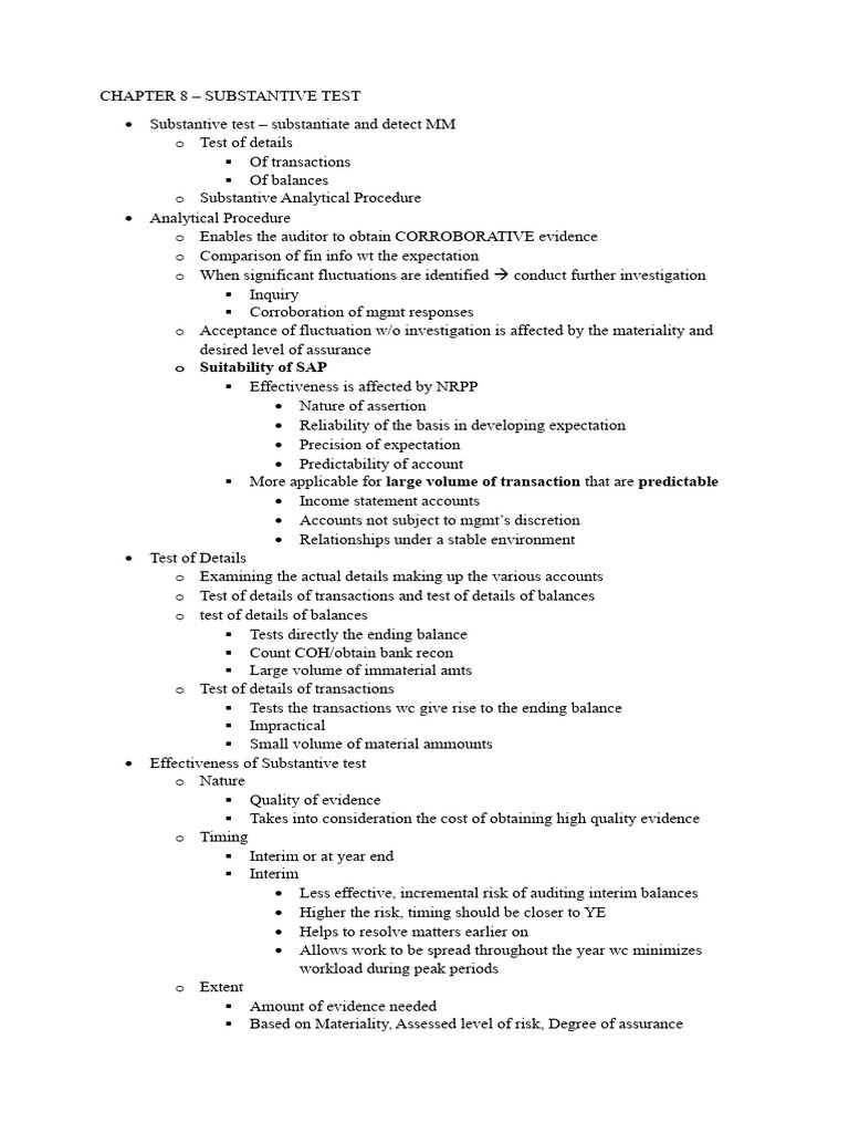 Substantive Testing in Auditing | PDF | Audit | Financial Services