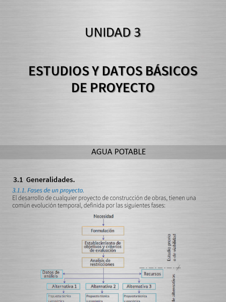 Unidad 3 - Estudios y Datos Basicos de Proyecto | Descargar gratis PDF | Agua | Topografía