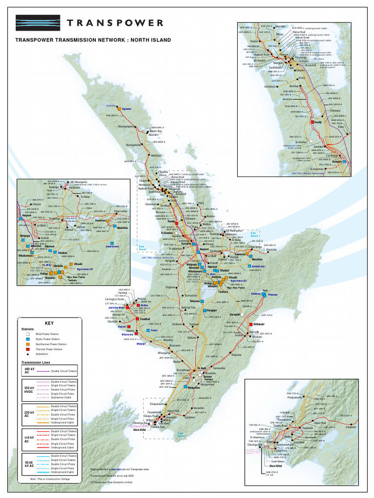 Transmission Map North Island0723 | Download Free PDF | Electric Power ...