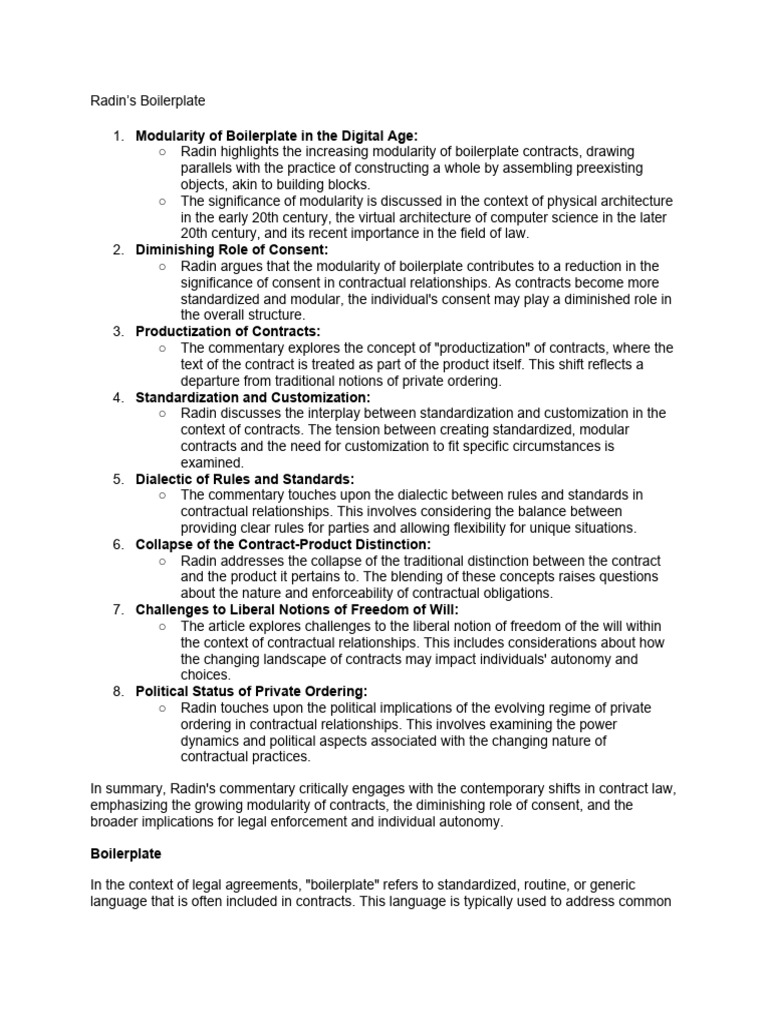 Modularity and Consent in Boilerplate Contracts | PDF | Informed ...
