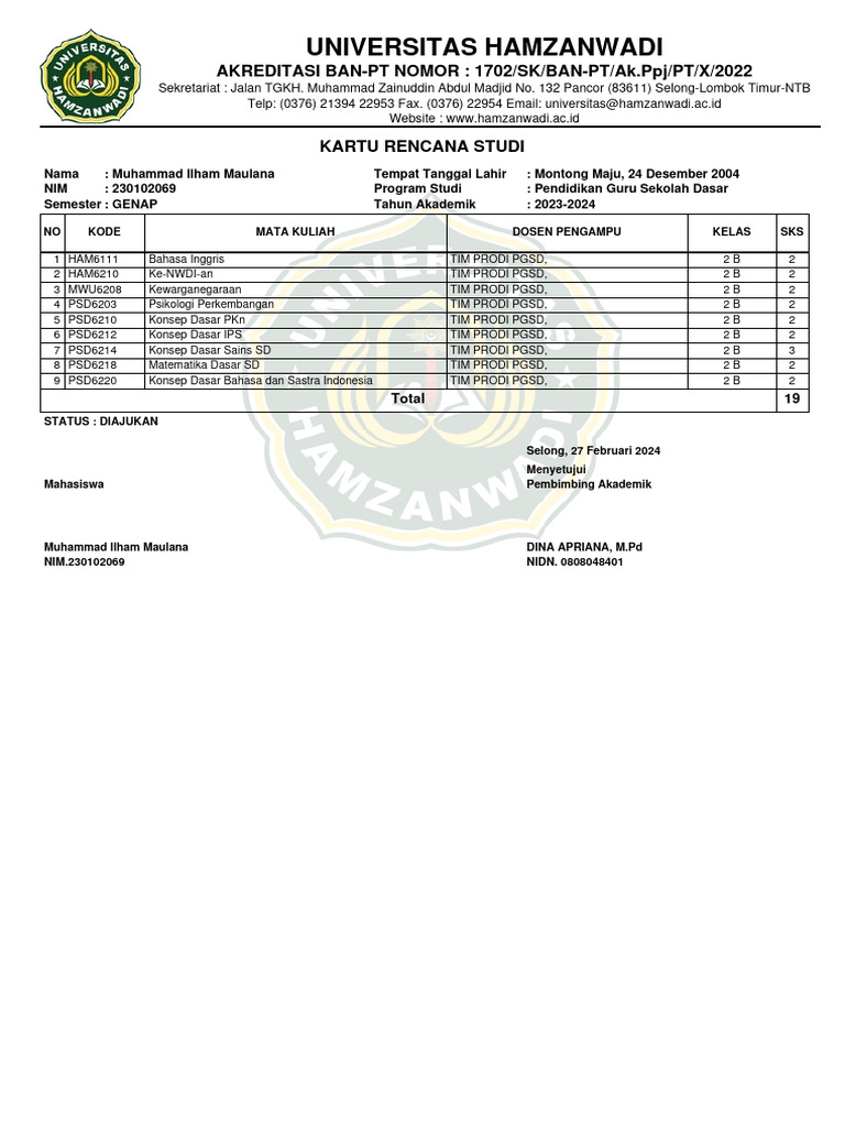 Kartu Rencana Studi | PDF