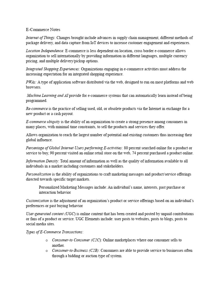 E Commerce Notes Pdf E Commerce Marketing