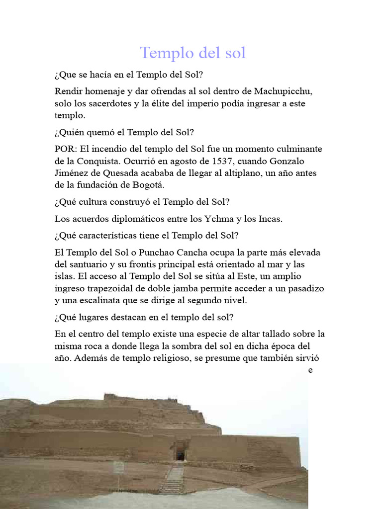 Templo del Sol en Machu Picchu | PDF
