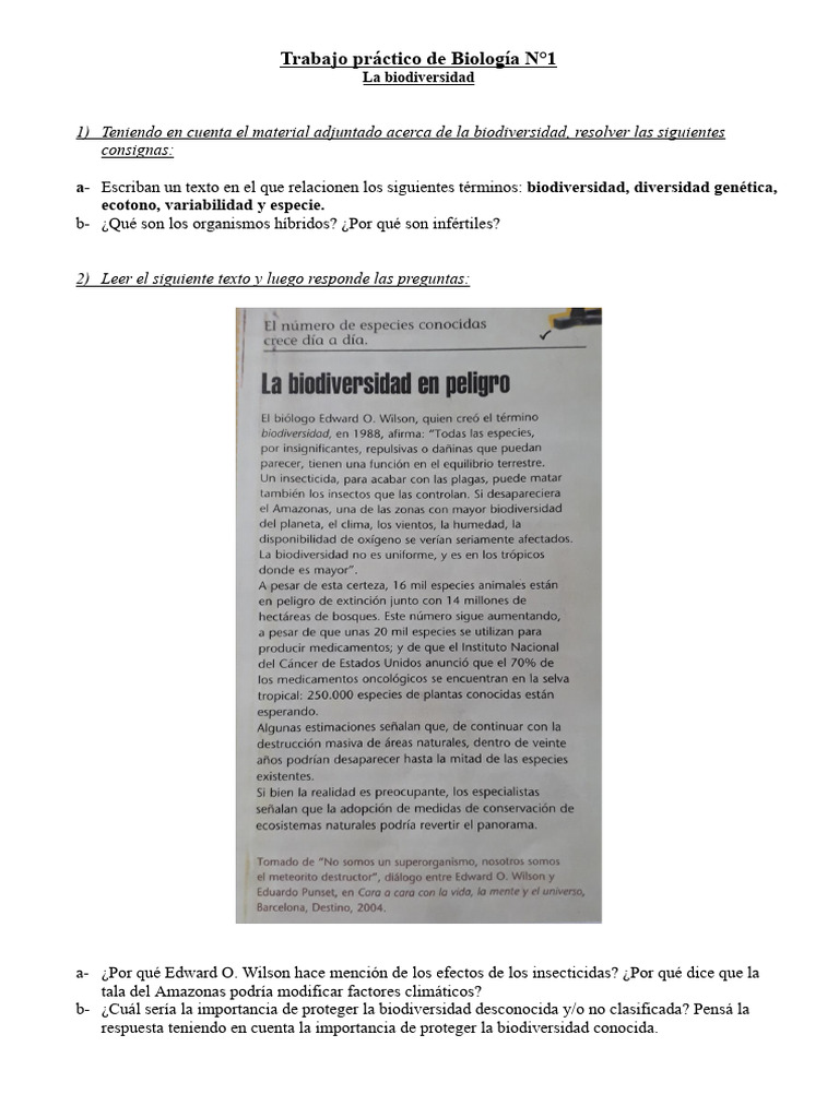 TP de Biolog-A N-1 3ro B | PDF | Salud y bienestar | Ciencia y matemáticas