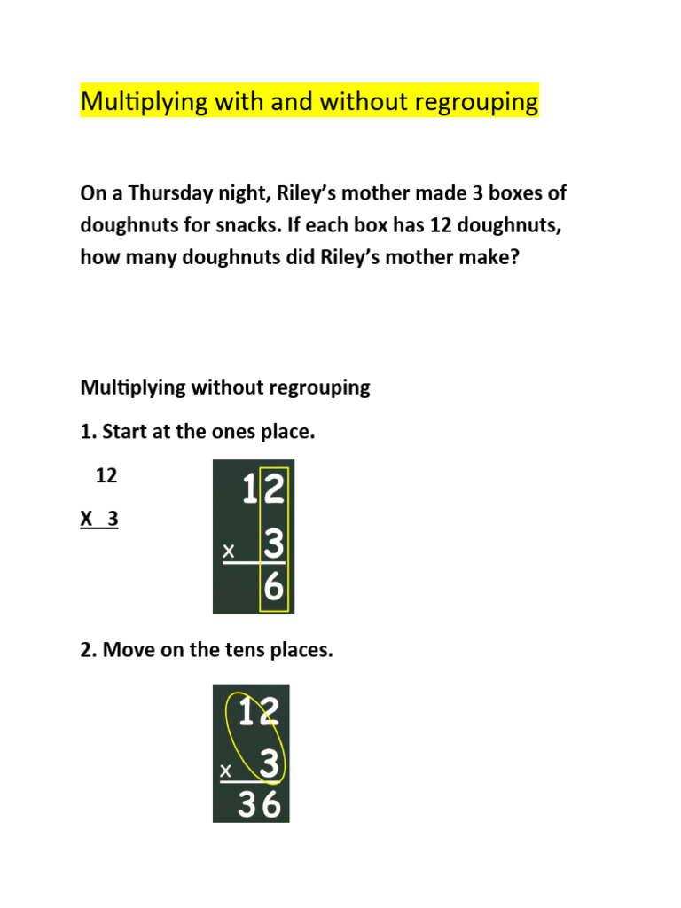 Multiplying With and Without Regrouping Faith | PDF