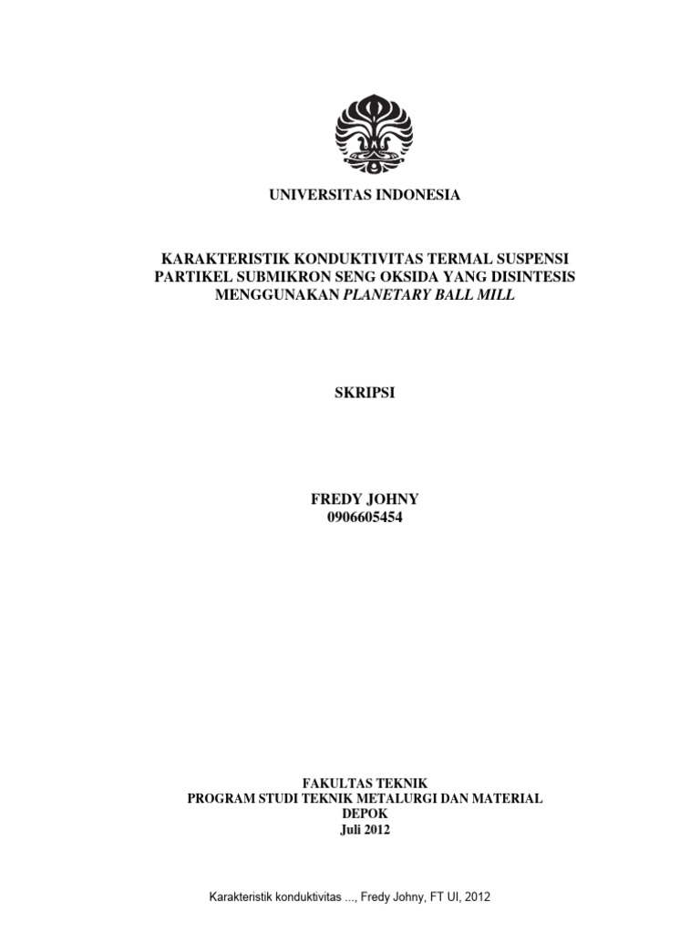 Universitas Indonesia: Fakultas Teknik Program Studi Teknik Metalurgi ...