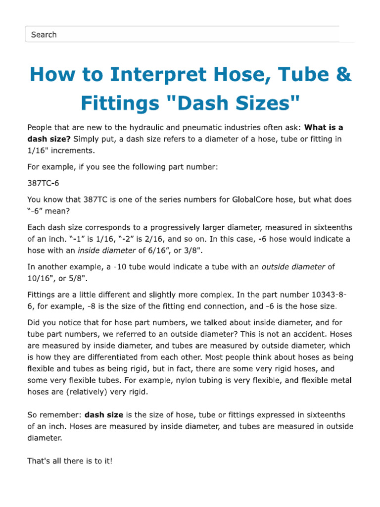How To Interpret Hose and Tube Sizes | PDF