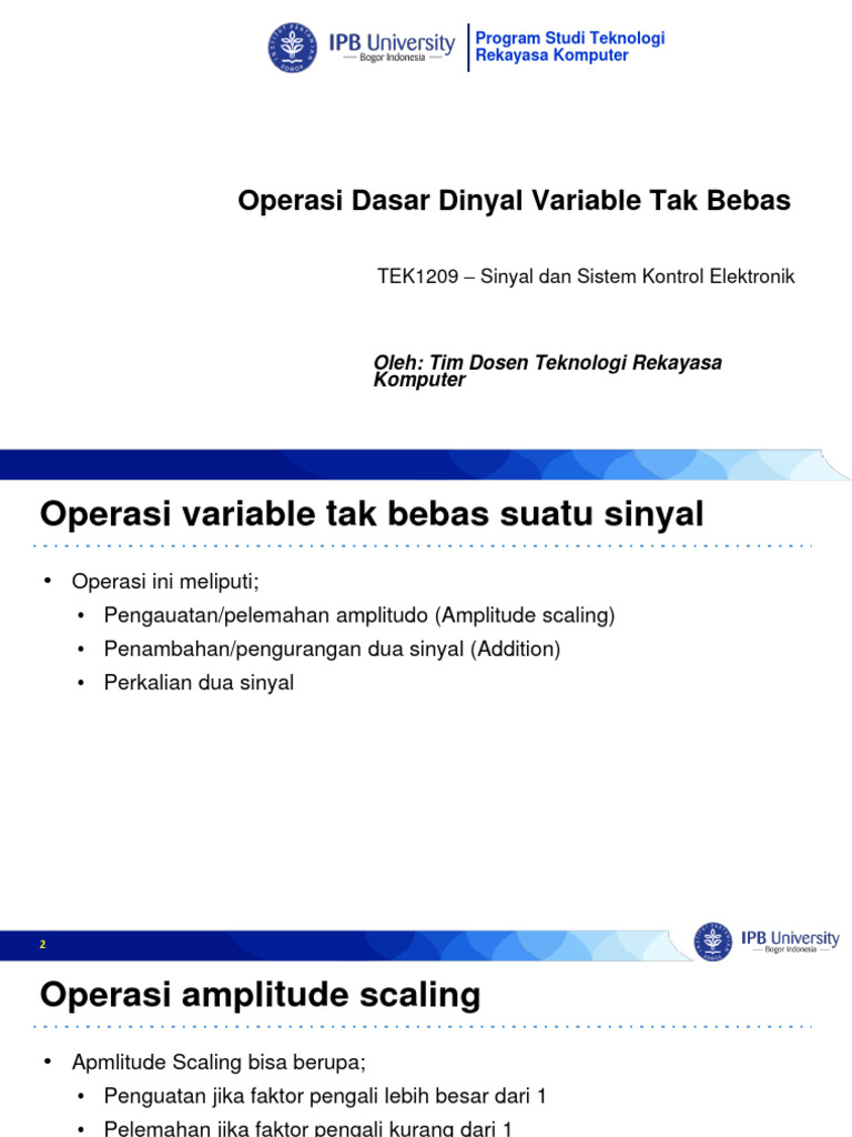 Operasi Dasar Sinyal Variable Tak Bebas | PDF