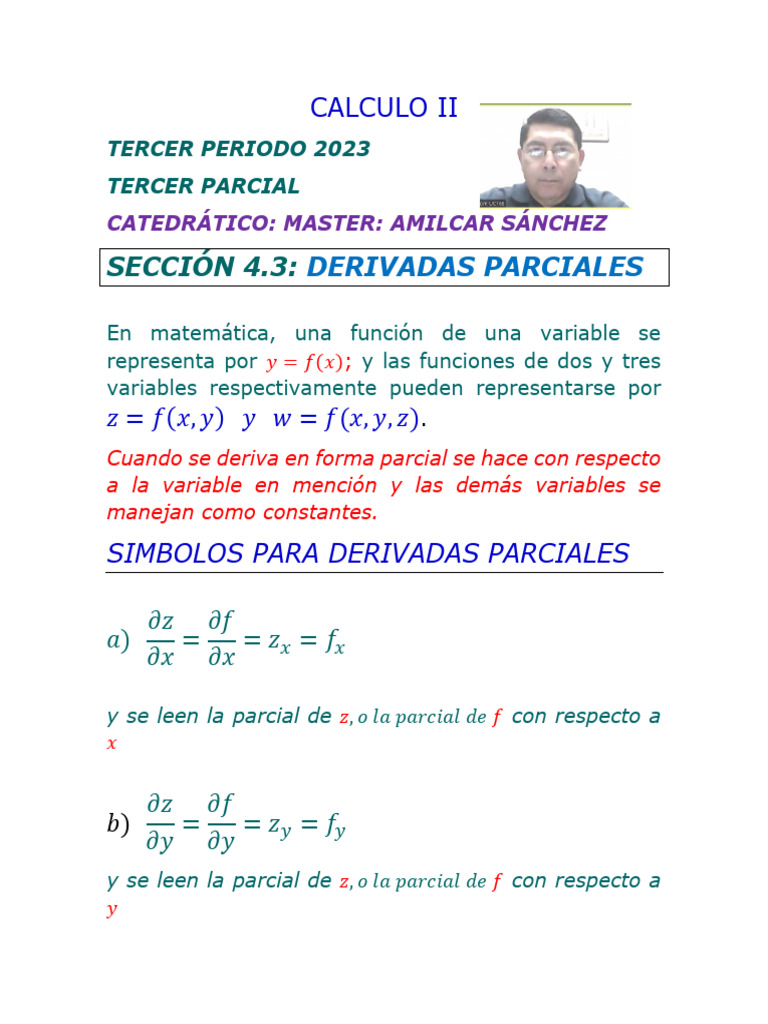 4.3 Derivadas Parciales | PDF | Variable (Matemáticas) | Derivado