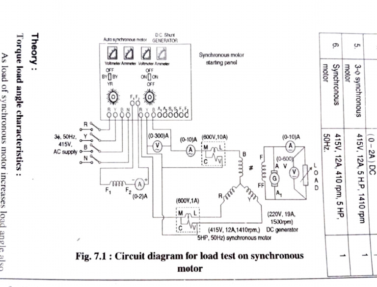 Synchronous Motor Load Test Circuit Diagram | PDF