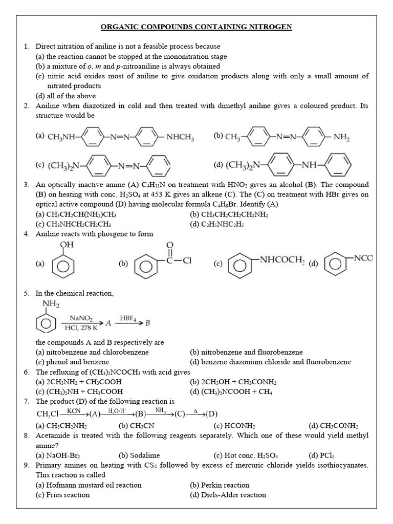 Organic Compounds Containing Nitrogen | PDF | Amine | Chemical Compounds