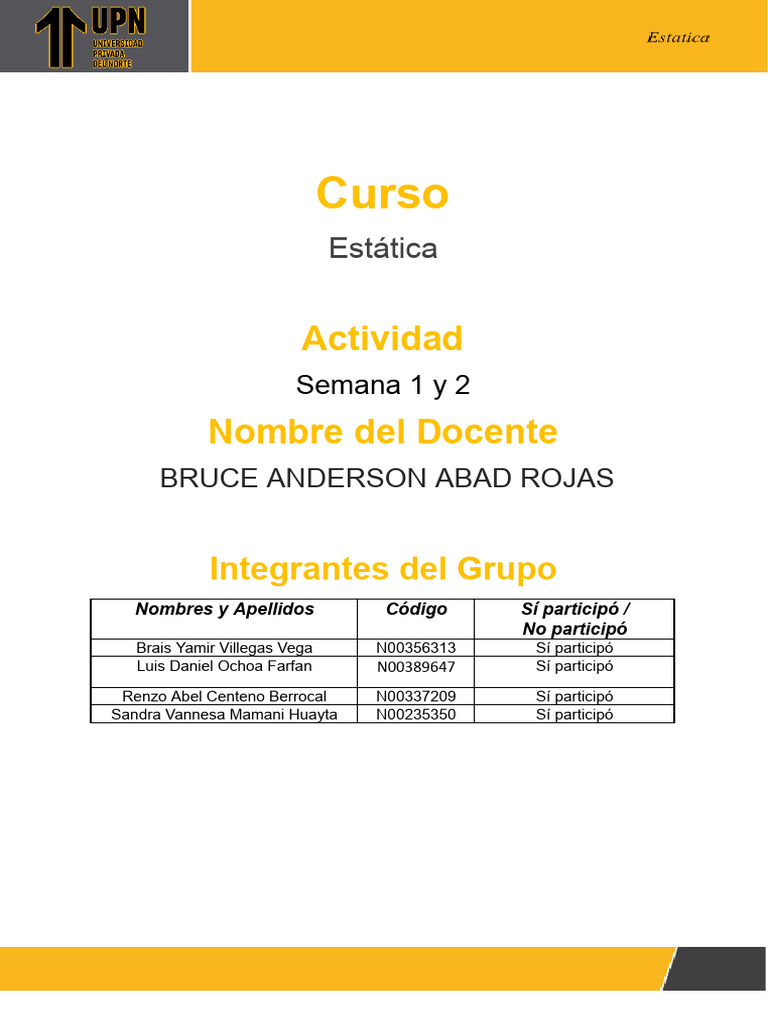 Trabajo Grupal - Estatica | PDF