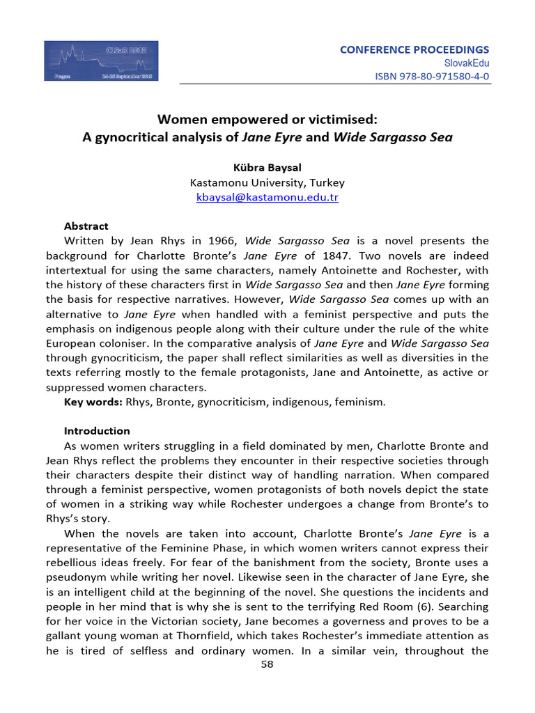 Gynocritical Analysis of Jane Eyre & Wide Sargasso Sea | PDF | Jane Eyre