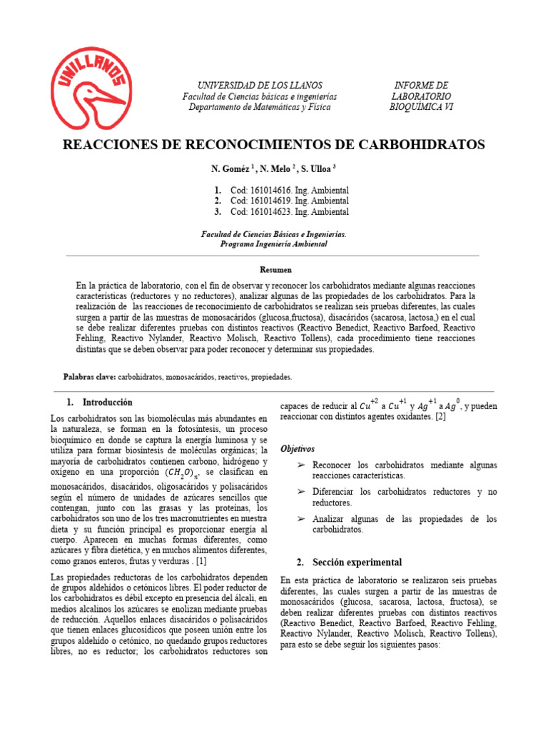 Bioquímica Informe 6 Completo | PDF | Carbohidratos | Sacarosa