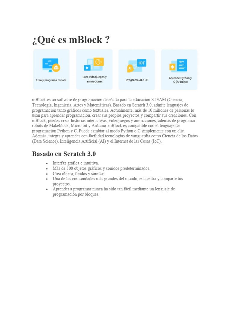 mBlock: Aprende Programación STEAM | PDF | Scratch (lenguaje de programación) | Informática