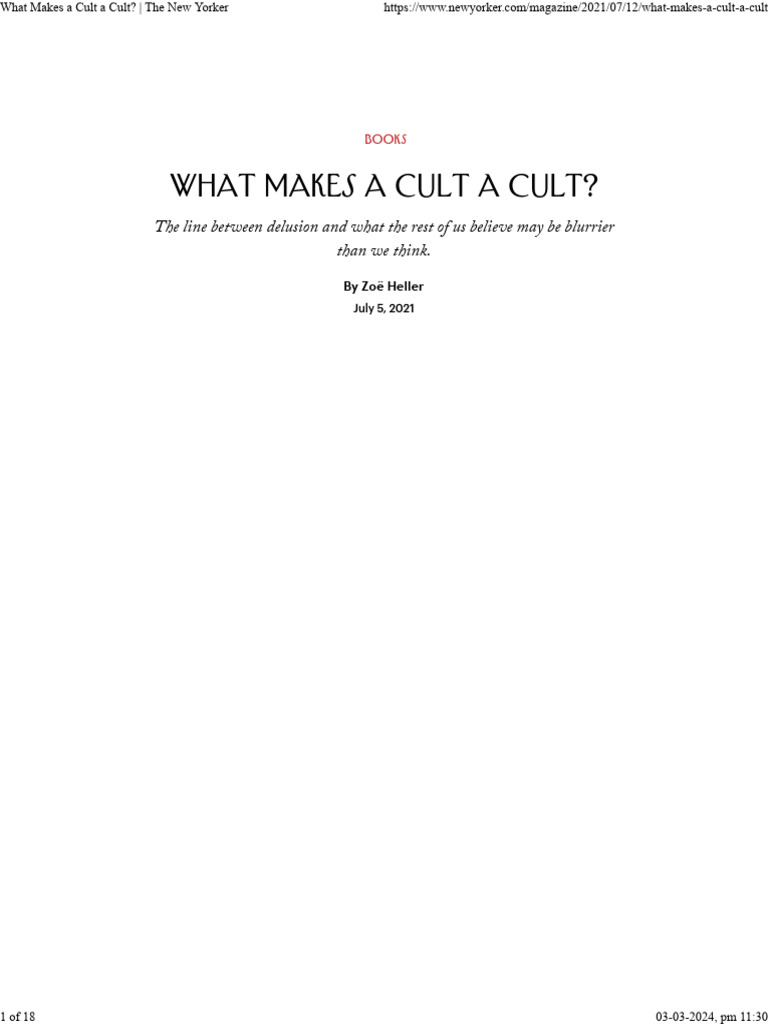 What Makes A Cult A Cult The New Yorker | PDF